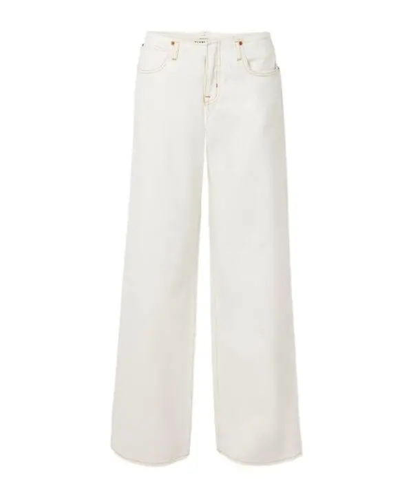 SLVRLAKE Mica Frayed Low-rise Wide-leg Jeans - White