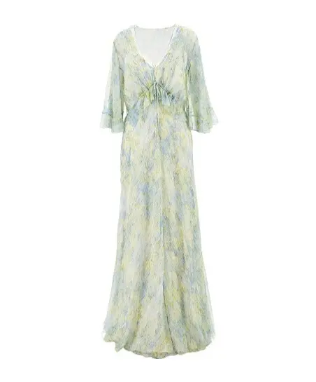 Alberta Ferretti V-neck Printed Maxi Dress - White