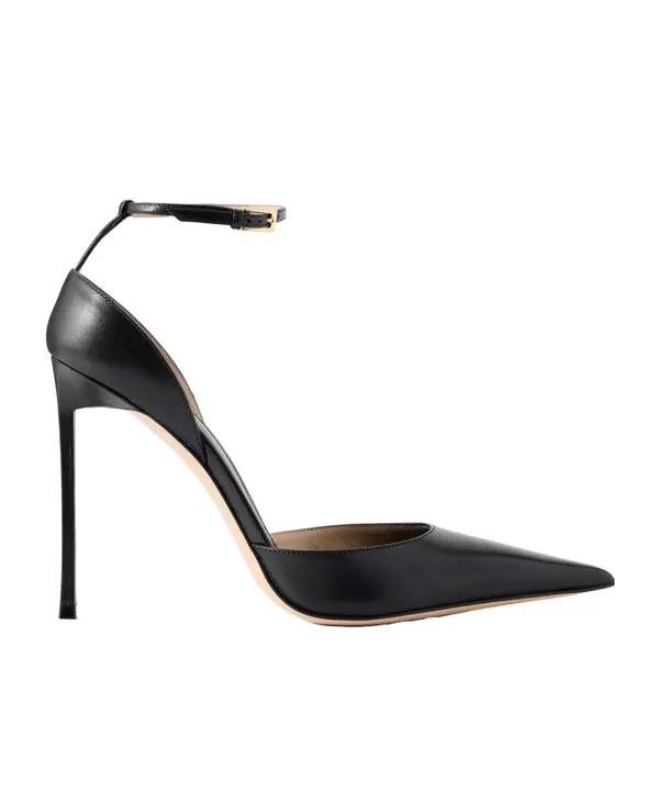 TOM FORD Pointed-toe Matte Leather Pumps With Ankle Strap - Black