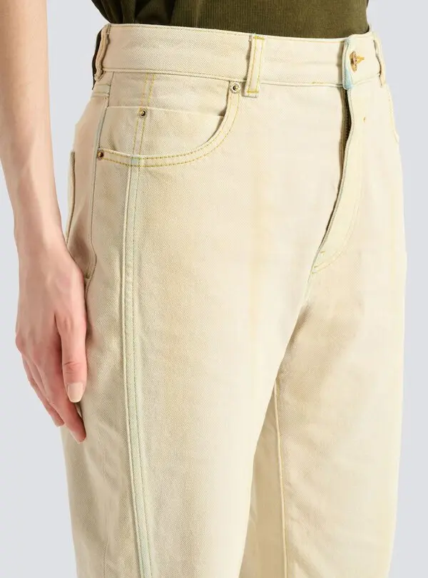 Balmain High-waisted Faded Denim Jeans - Nude