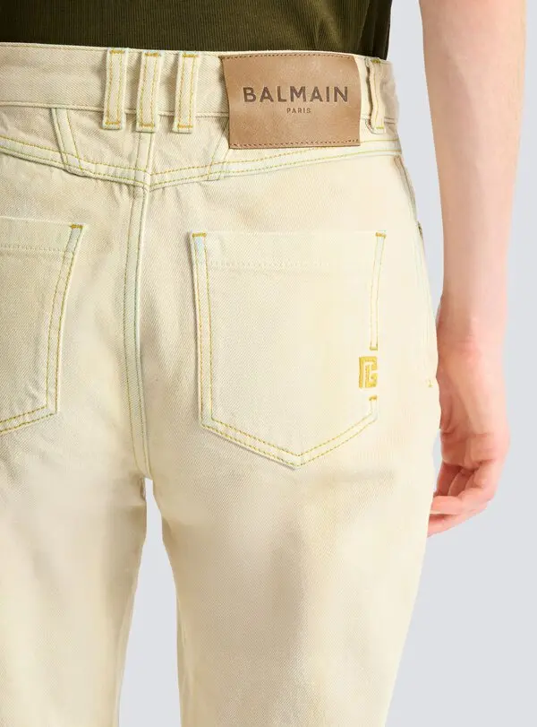 Balmain High-waisted Faded Denim Jeans - Nude