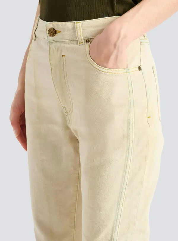 Balmain High-waisted Faded Denim Jeans - Nude