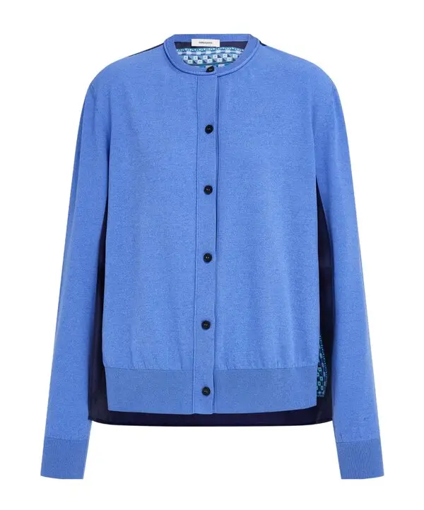 FERRAGAMO Feather Show Print Crew-neck Cardigan - Bleuet