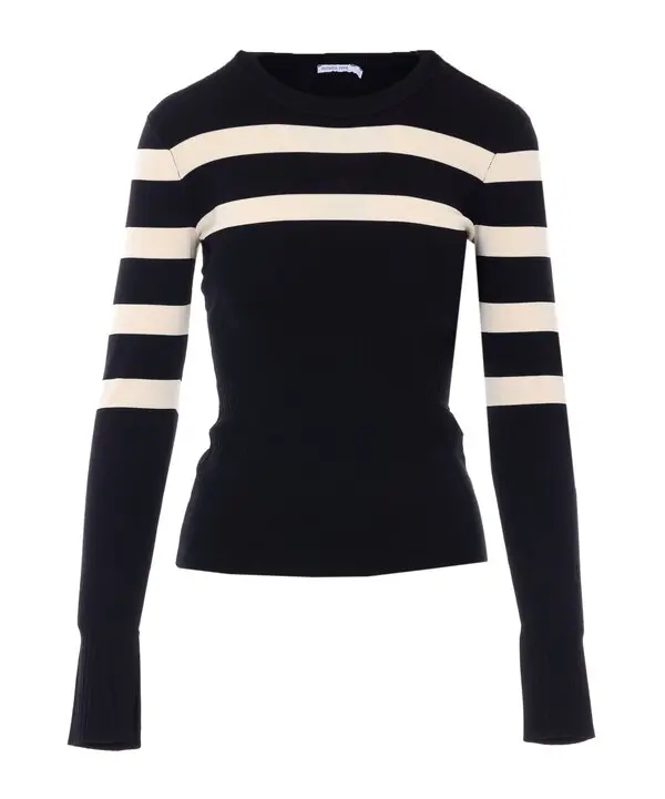 Patrizia Pepe Striped Knit Pullover With Back Cutout