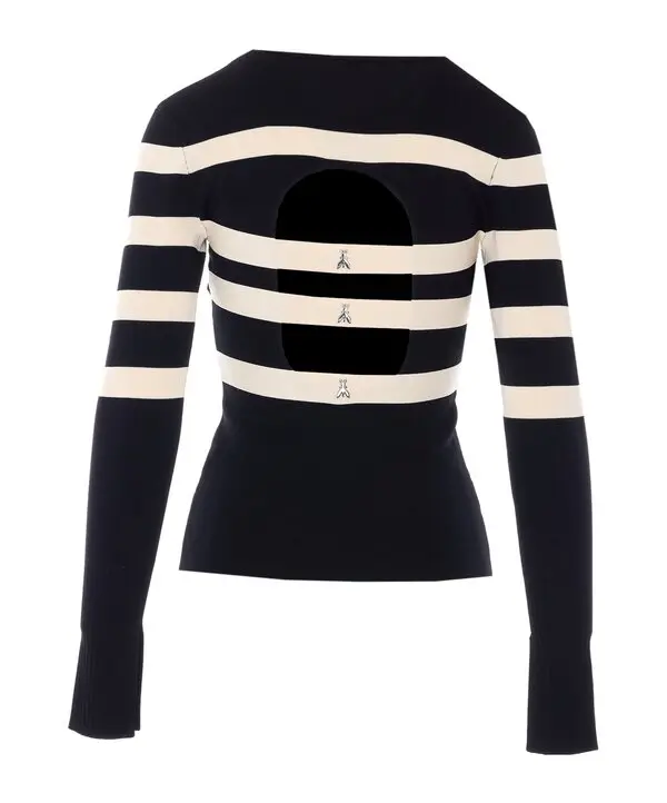 Patrizia Pepe Striped Knit Pullover With Back Cutout