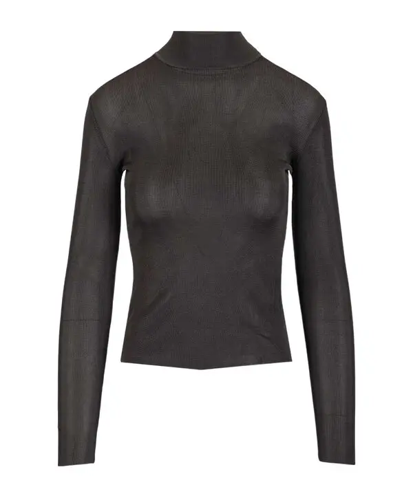 SELF-PORTRAIT High Neck Knit Top With Long Sleeves