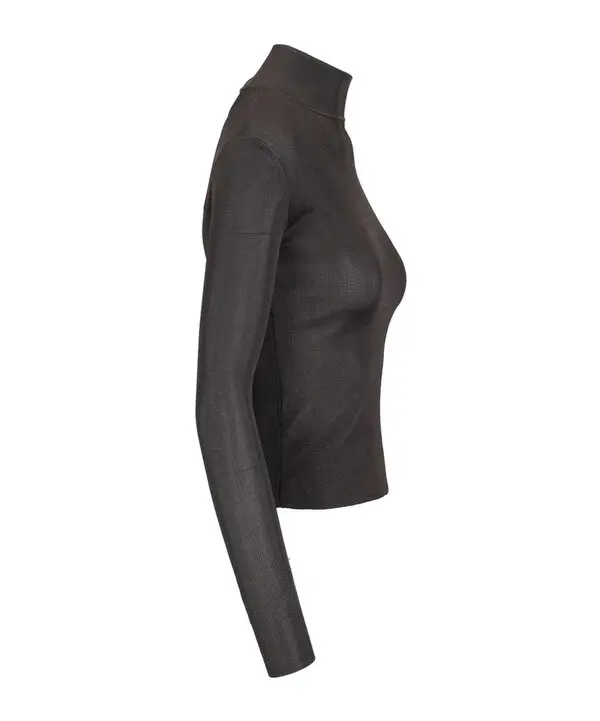 SELF-PORTRAIT High Neck Knit Top With Long Sleeves