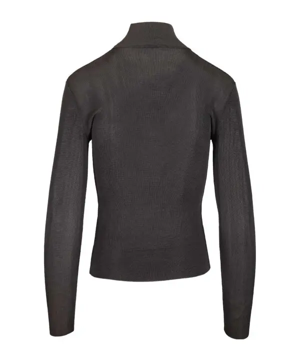 SELF-PORTRAIT High Neck Knit Top With Long Sleeves