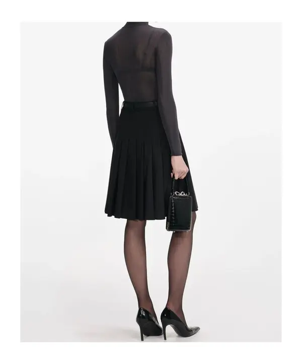 SELF-PORTRAIT High Neck Knit Top With Long Sleeves