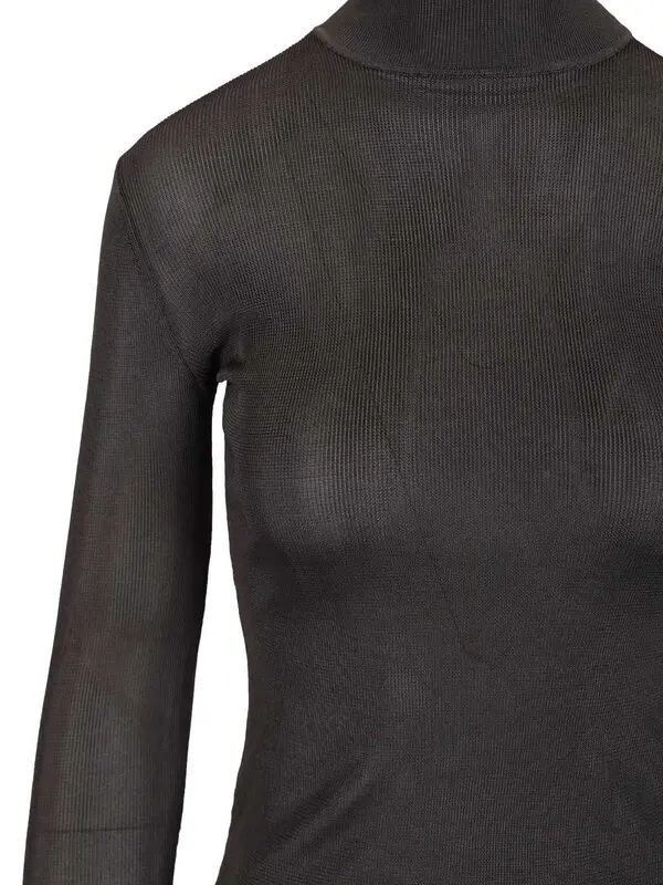 SELF-PORTRAIT High Neck Knit Top With Long Sleeves