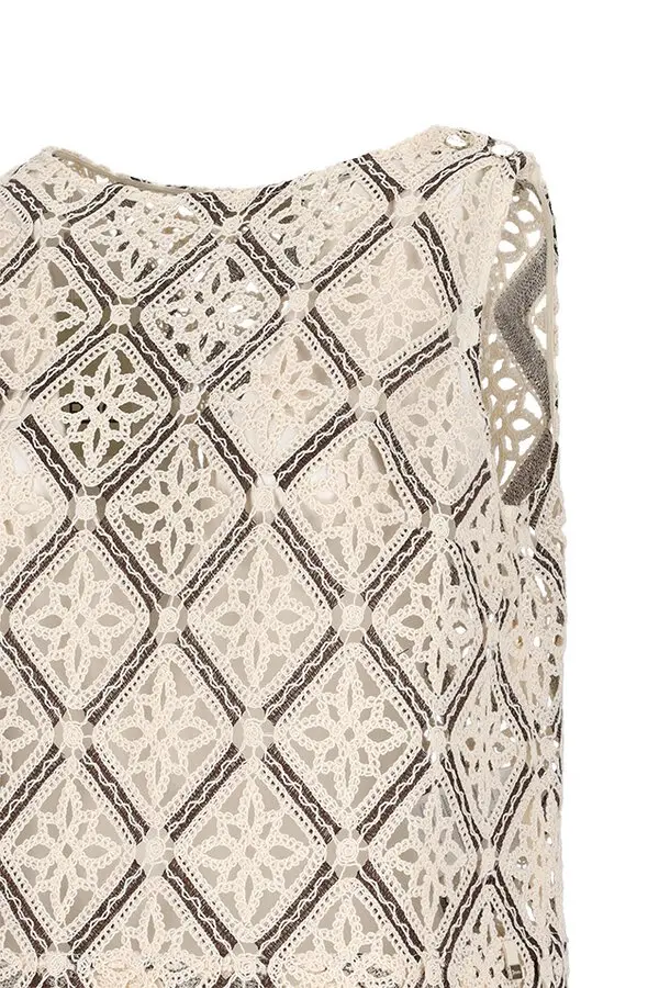 Herno Sleeveless Geometric Lace Top