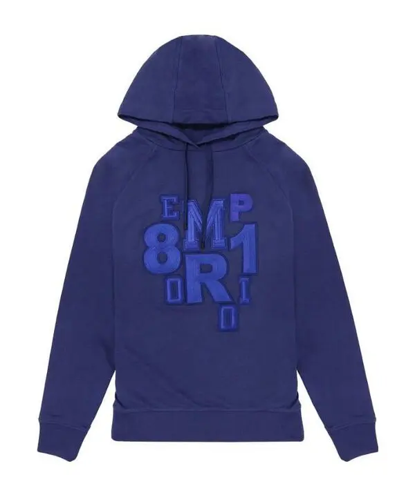 Emporio Armani Embroidered Logo Hoodie - Blue
