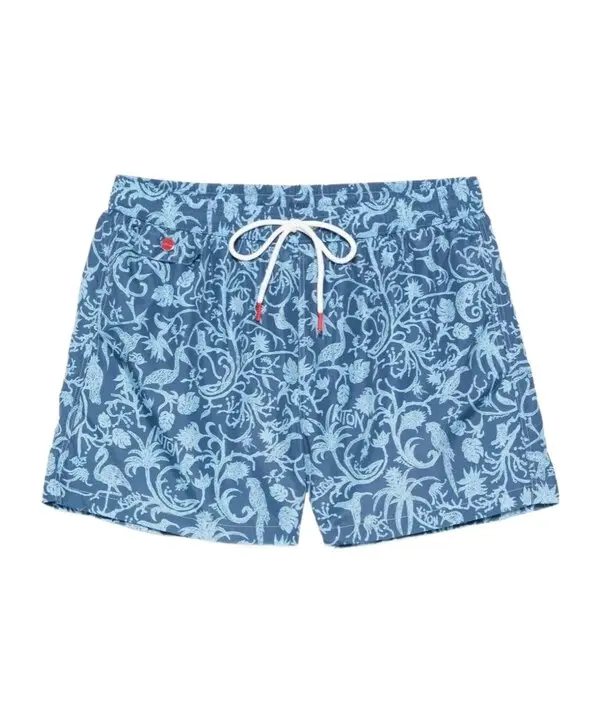 Kiton Floral Print Drawstring Swim Trunks - Blue