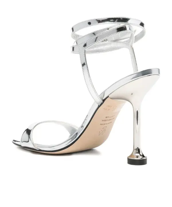 STUART WEITZMAN Metallic Stiletto High Heel Sandals - Silver
