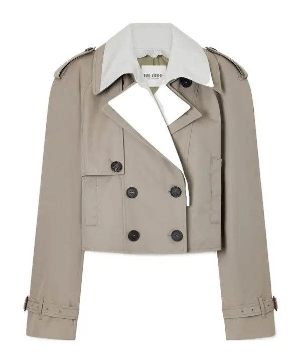 Attico Double-breasted Cropped Trench Coat