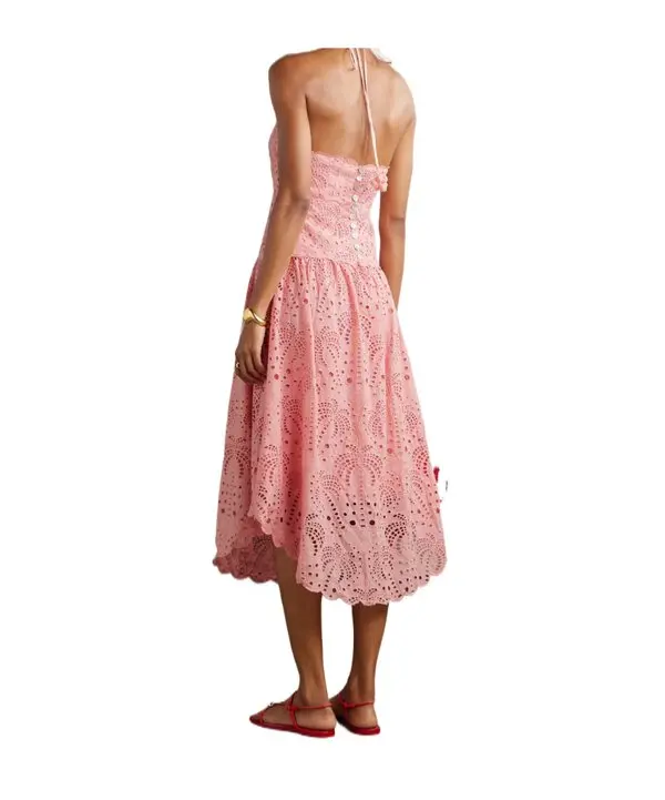 Farm Rio Eyelet Halterneck Midi Dress