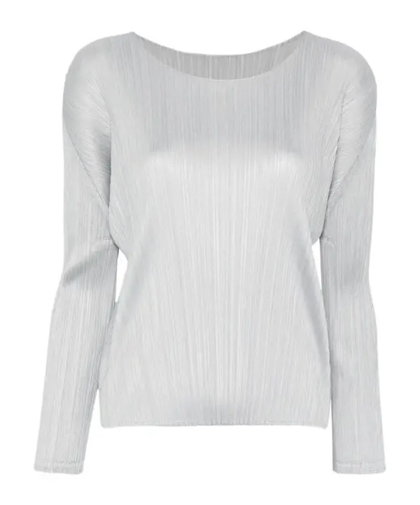 PLEATS PLEASE BY ISSEY MIYAKE Long Sleeve Pleated Top - Grey