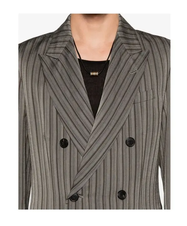 Dries Van Noten Striped Blazer - Grey
