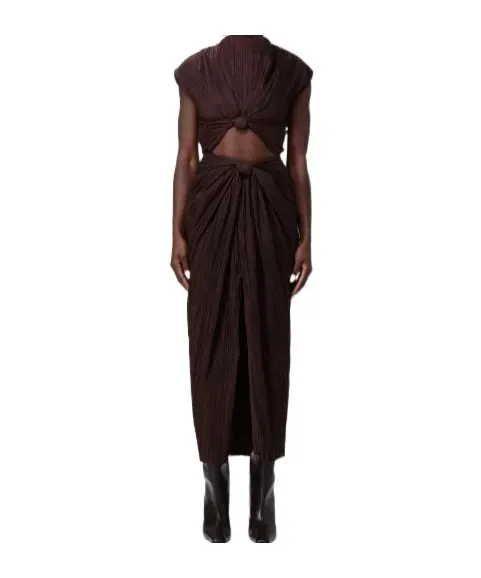 Cult Gaia Pleated Cutout High Neck Maxi Dress With Open Back