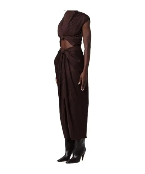 Cult Gaia Pleated Cutout High Neck Maxi Dress With Open Back