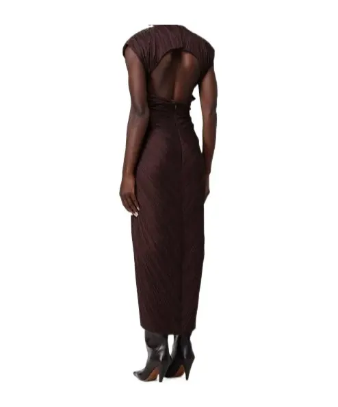 Cult Gaia Pleated Cutout High Neck Maxi Dress With Open Back