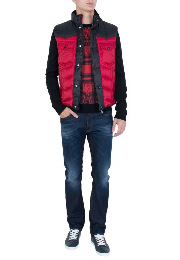 Just Cavalli Sleeveless Down Vest With Stand Collar