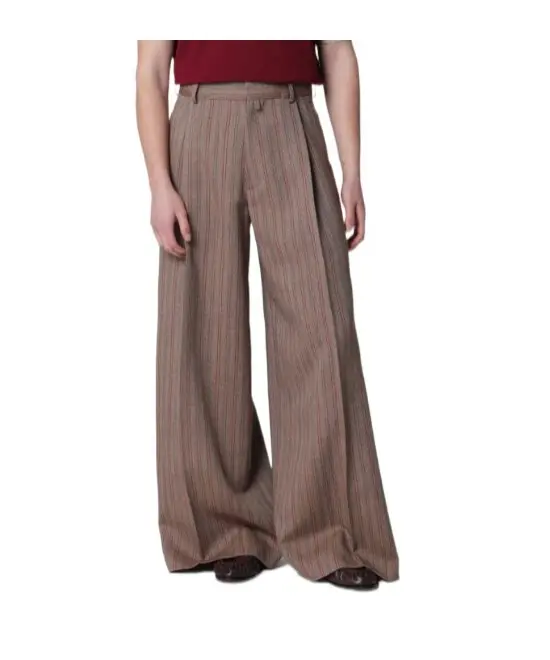 Dries Van Noten Pinstriped Wide-leg Trousers - Rust Pinstripe Pattern