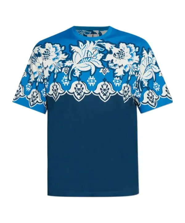 Etro Floral Print T-shirt - Blue