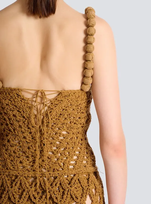 Balmain Crochet Maxi Dress With Tassel Detail