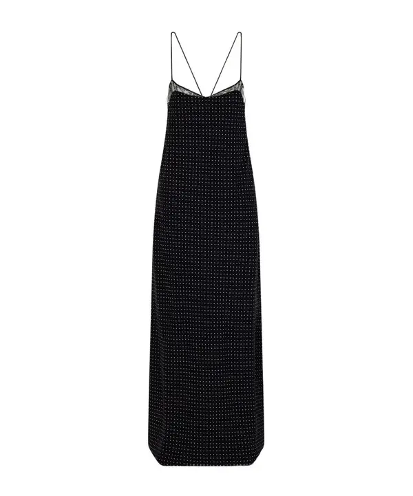 TOM FORD Polka-dot Lace Trim Maxi Dress - Black