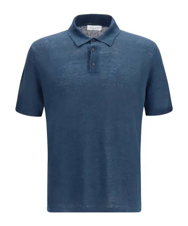 ROBERTO COLLINA Lightweight Linen Polo Shirt - Blue