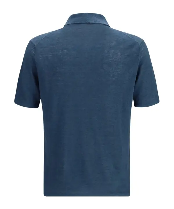 ROBERTO COLLINA Lightweight Linen Polo Shirt - Blue