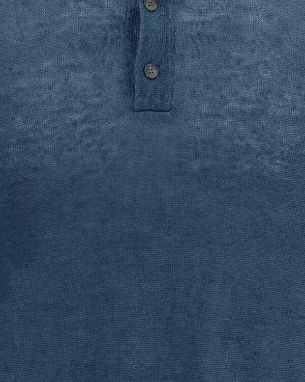 ROBERTO COLLINA Lightweight Linen Polo Shirt - Blue