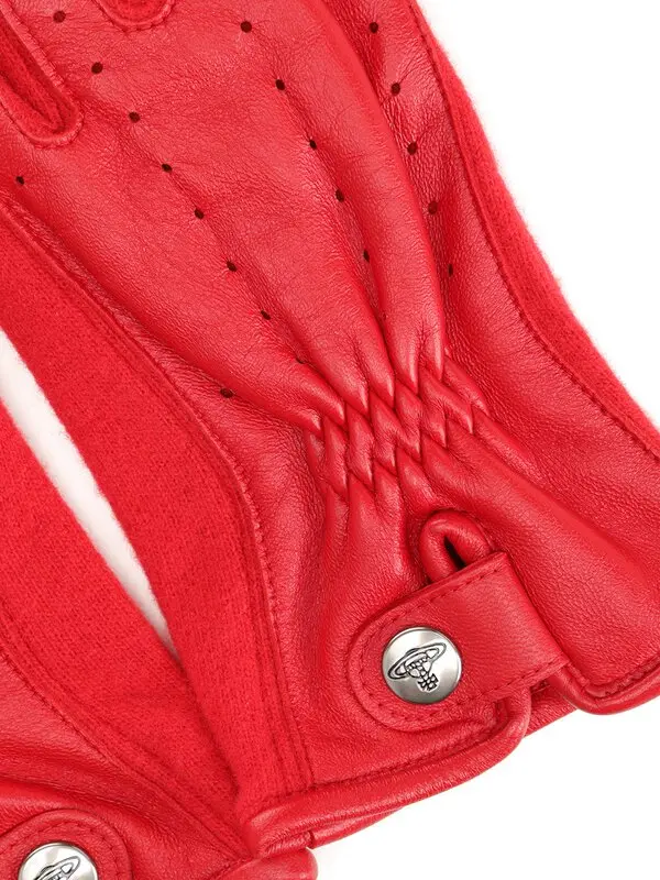 VIVIENNE WESTWOOD Orb Engraved Driving Gloves - Red
