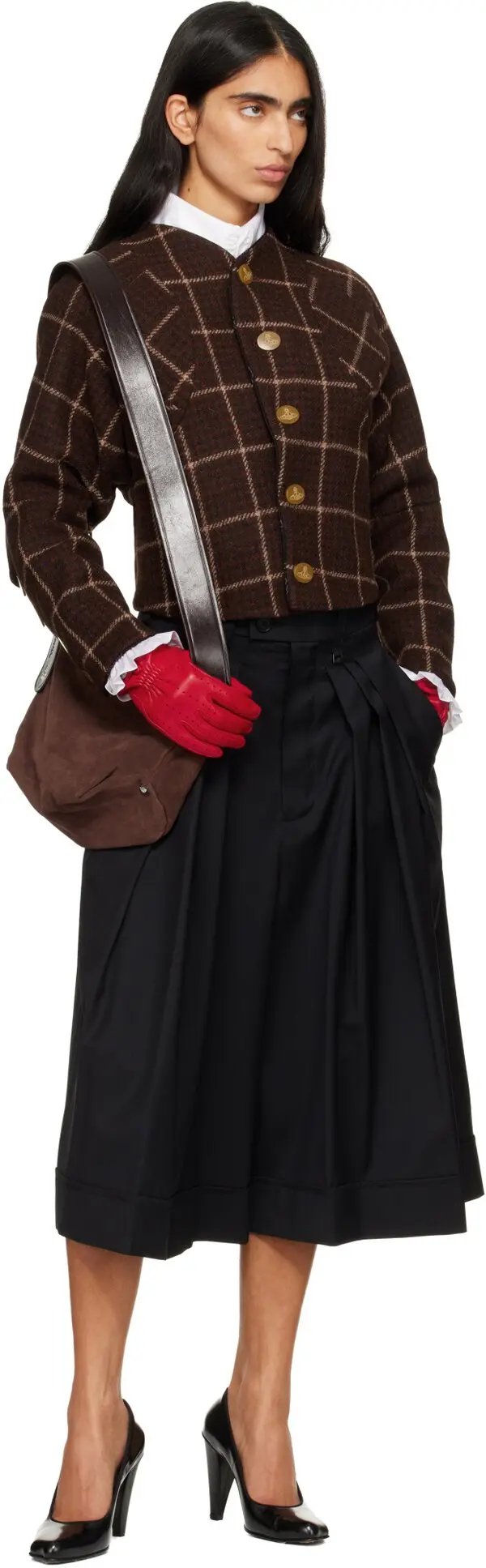 VIVIENNE WESTWOOD Orb Engraved Driving Gloves - Red