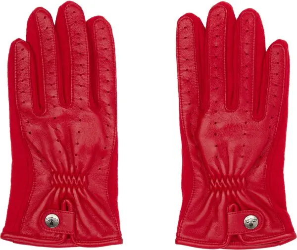 VIVIENNE WESTWOOD Orb Engraved Driving Gloves - Red
