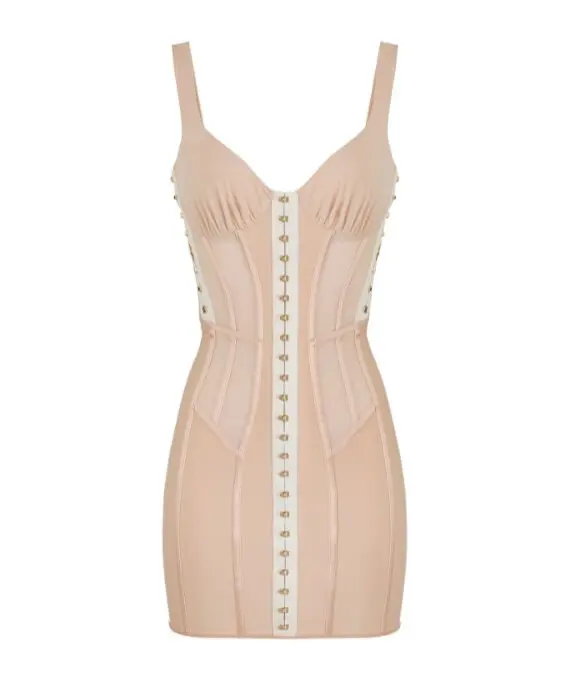 Elisabetta Franchi Strappy Bustier Mini Dress - Nude/white