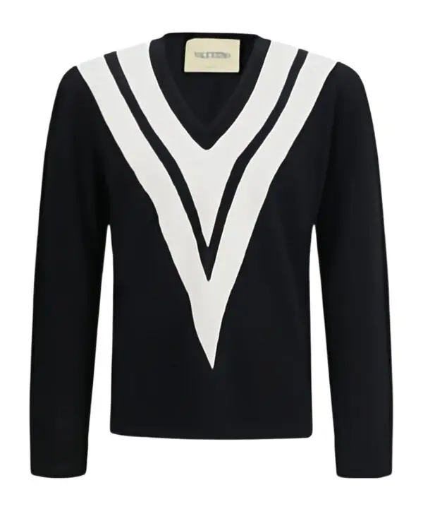 Valentino Garavani V-neck Intarsia Knitted Sweater - Black