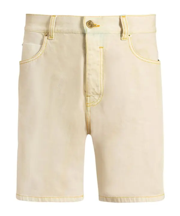 Balmain Faded Denim Bermuda Shorts - Beige