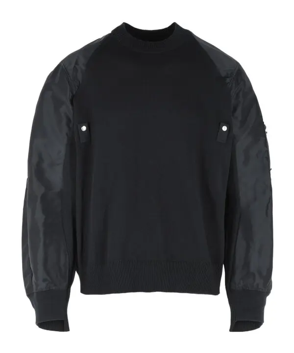 Sacai Sponge Crewneck Sweatshirt With Ribbed Cuffs And Hem