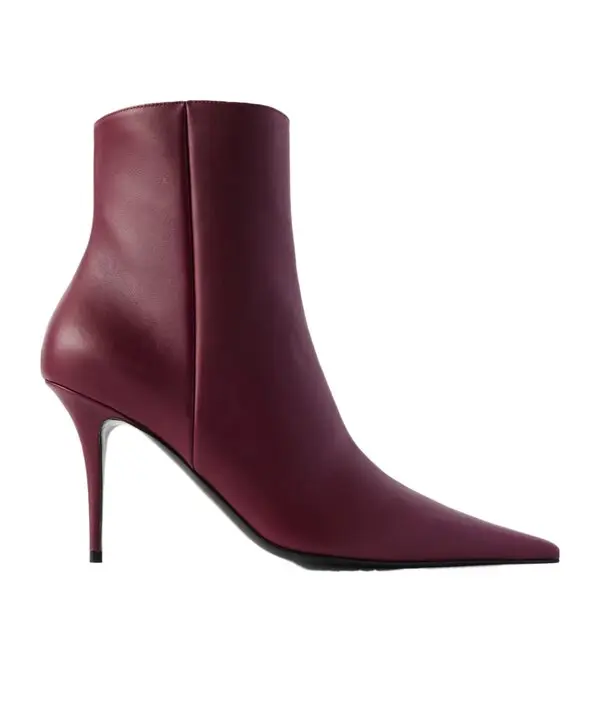Amina Muaddi Barbara Leather Ankle Boots
