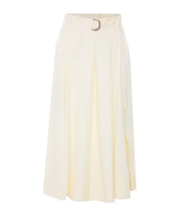 TWINSET Neve Belted Midi Skirt - White