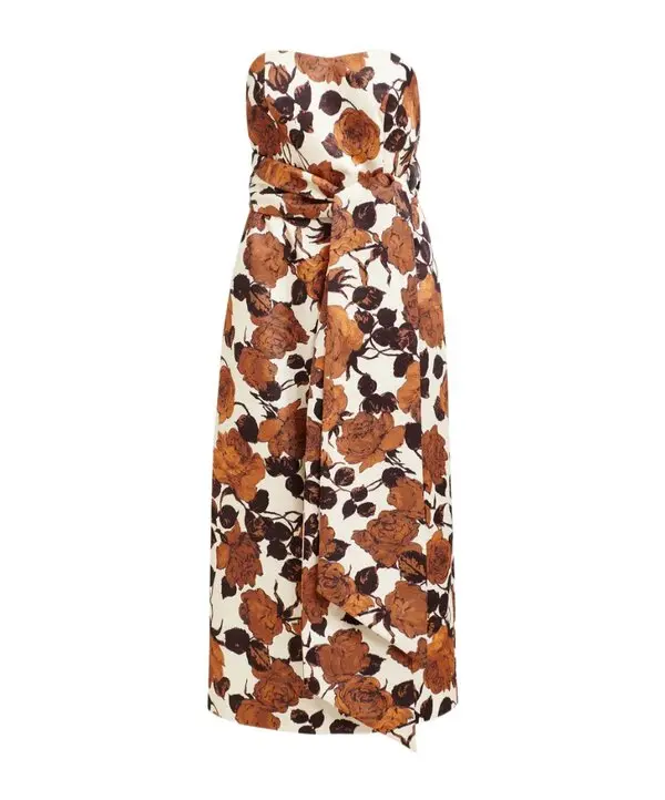 Essentiel Antwerp Floral Strapless Dress With Belted Waist