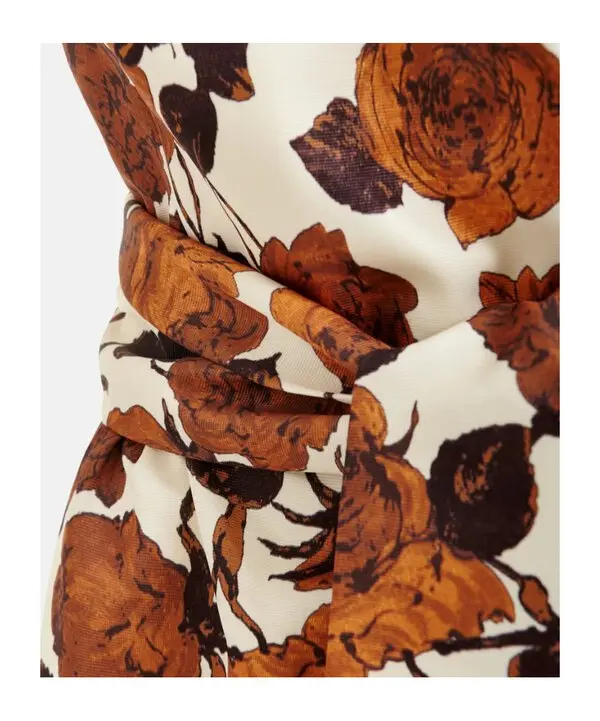 Essentiel Antwerp Floral Strapless Dress With Belted Waist
