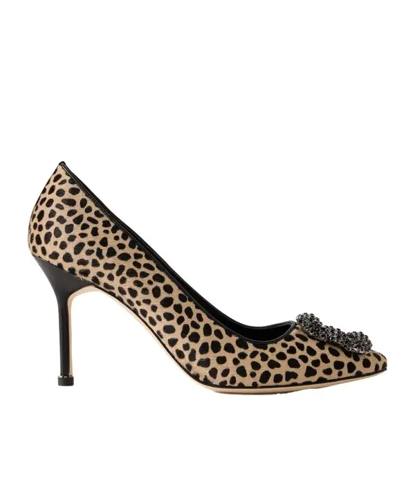 Manolo Blahnik Embellished Leopard-print Calf Hair Pumps
