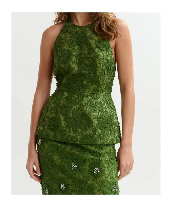 Essentiel Antwerp Lace Peplum Halter Top