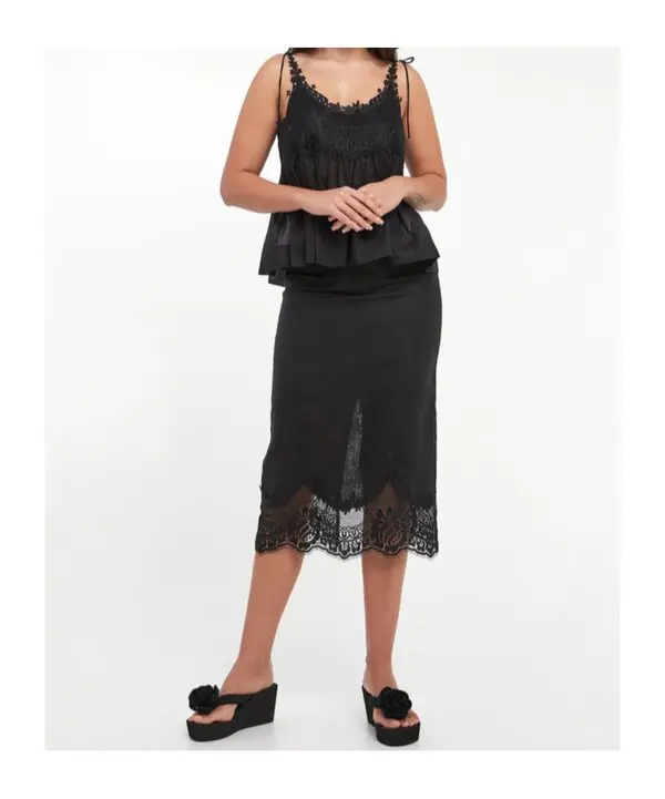 TWINSET Lace Embroidered Ruffled Top