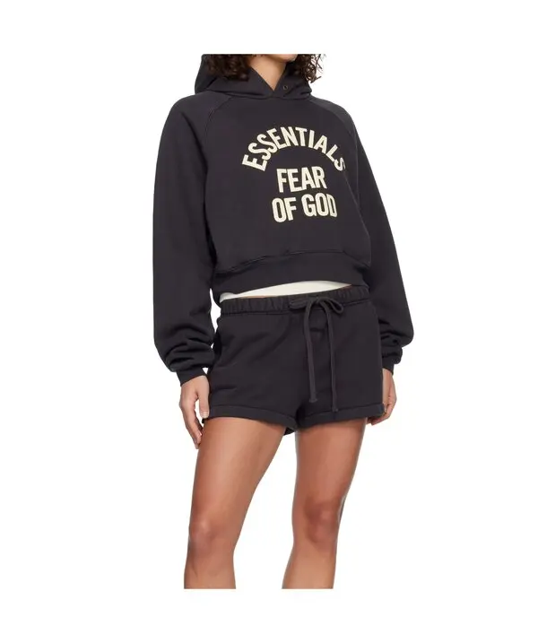 Fear Of God Cropped Logo Hoodie