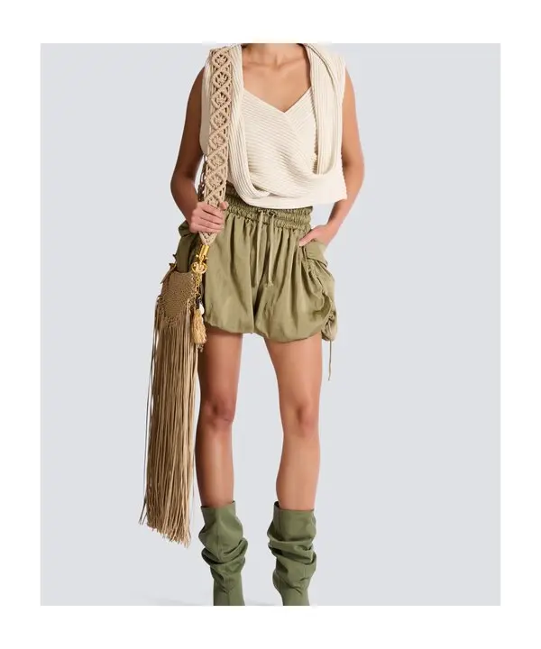 Balmain Twill Balloon Fit Shorts - Nude
