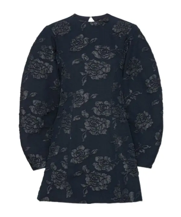 ROTATE BY BIRGER CHRISTENSEN Floral-jacquard Mini Dress - Navy Blue